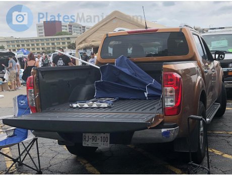 RJ-90-100, Nissan Frontier (Nuevo León) License plate of Mexico