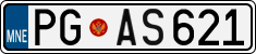 PG AS621, Ford Mondeo (Podgorica) License plate of Montenegro