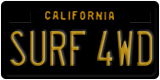 SURF 4WD, Volkswagen Vanagon (California) License plate of the USA
