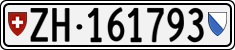 ZH 161793, Volkswagen Tiguan (Zurich) License plate of Switzerland