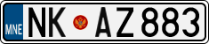 NK AZ883, TAM 75T (Nikšić) License plate of Montenegro