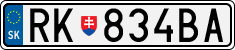 RK-834BA, SEAT Córdoba (Ružomberok District) License plate of Slovakia