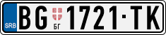 BG 1721-TK, Ford Tourneo Connect (Belgrade) License plate of Serbia