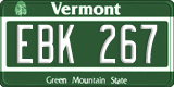 EBK 267, MINI Countryman (Vermont) License plate of the USA