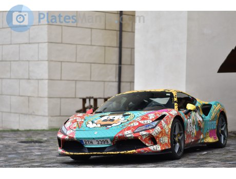 2TH 3399, Ferrari F8 (Moravian-Silesian Region). License plate of the ...