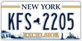 KFS-2205, Ford Escape (New York) License plate of the USA