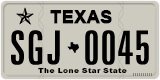 SGJ-0045, Bentley Continental Flying Spur (Texas) License plate of the USA