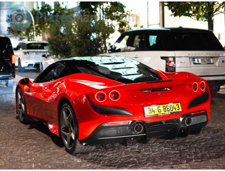 34 G 86043, Ferrari F8 (İstanbul) License plate of Turkey