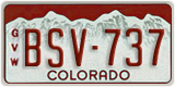 BSV-737, Mack RD (Colorado) License plate of the USA