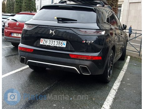 ZH 331386, DS 7 (Zurich) License plate of Switzerland