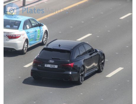 T 46356, Audi RS6 (Dubai) License plate of the UAE