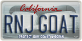 RNJ GOAT, Pontiac GTO (California) License plate of the USA