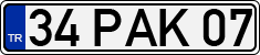 34 PAK 07, Renault Clio (İstanbul) License plate of Turkey