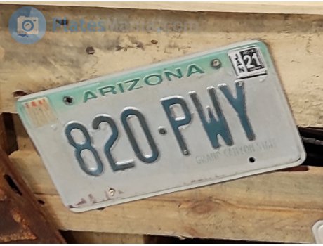 820-PWY, License plate without vehicle (Arizona) License plate of the USA
