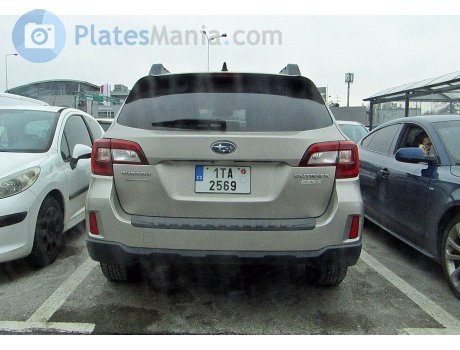 1TA 2569, Subaru Outback (Moravian-Silesian Region). License plate of ...