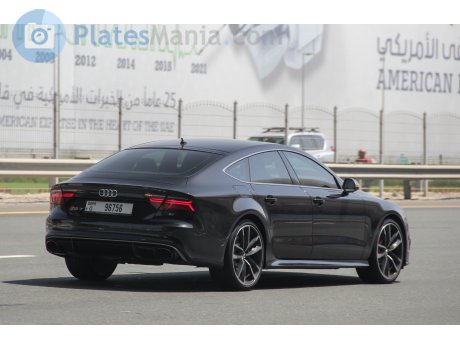 G 96756, Audi RS7 (Dubai) License plate of the UAE