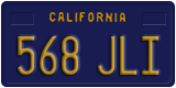 568 JLI, Studebaker Hawk/Silver Hawk (California) License plate of the USA