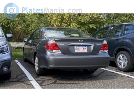 BR 66MM, Toyota Camry (Massachusetts) License plate of the USA