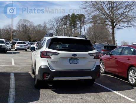 MYSCAPE, Subaru Outback (South Carolina) License plate of the USA