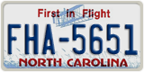 FHA-5651, Toyota Tundra (North Carolina) License plate of the USA