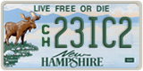 23IC2, Ford Transit (New Hampshire) License plate of the USA