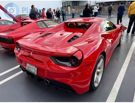 8BQU778, Ferrari 488 (California) License plate of the USA
