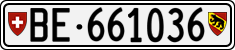 BE 661036, Volvo FH (Bern) License plate of Switzerland