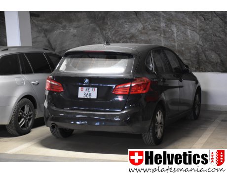 NE 368, BMW 2 Series (Neuchâtel) License plate of Switzerland