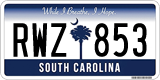 RWZ 853, Suzuki Verona (South Carolina) License plate of the USA