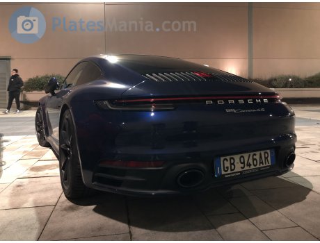 GB 946 AR, Porsche 911 (Milan) License plate of Italy