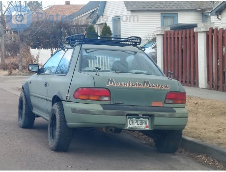 CHPCBRA, Subaru Impreza (Colorado) License plate of the USA