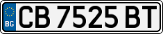 CB 7525 BT, Toyota Corolla (Sofia City) License plate of Bulgaria