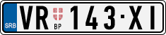 VR 143-XI, Volvo FH (Vranje) License plate of Serbia