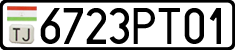 6723PT01, BMW 3 Series (Dushanbe City) License plate of Tajikistan