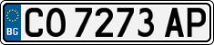 CO 7273 AP, Mazda 6 (Sofia Oblast) License plate of Bulgaria