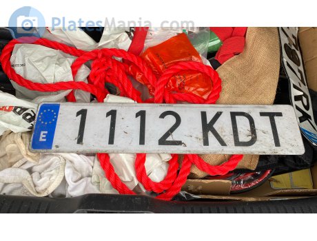 1112 KDT, License plate without vehicle , License plates of Spain