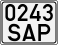 0243 SAP, Home-made vehicle (Chuy Province) License plate of Kyrgyzstan