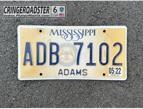 ADB 7102, License plate without vehicle (Mississippi / Adams) License ...