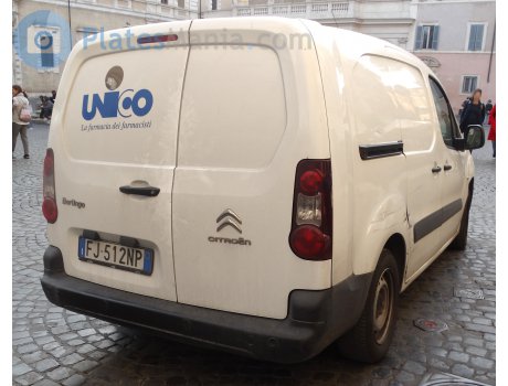 FJ 512 NP, Citroёn Berlingo (Milan) License plate of Italy