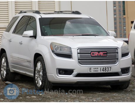 E 14837, GMC Acadia (Dubai) License plate of the UAE