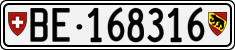 BE 168316, Opel Kadett (Bern) License plate of Switzerland