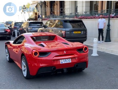 083Q, Ferrari 488 , License plate of Monaco