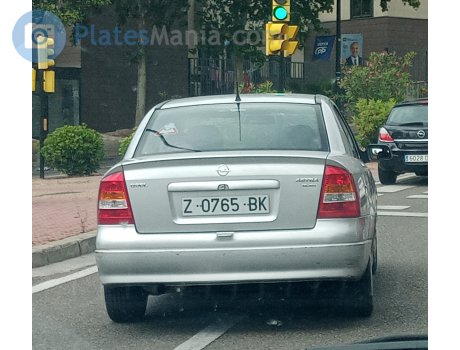 Z 0765 BK, Opel Astra (Zaragoza) License plates of Spain