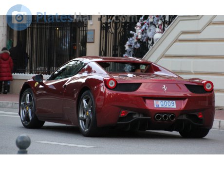 Q009, Ferrari 458 , License plate of Monaco