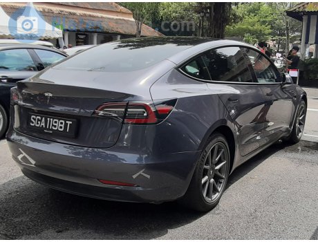 SGA 1198 T, Tesla Model 3 , License plate of Singapore