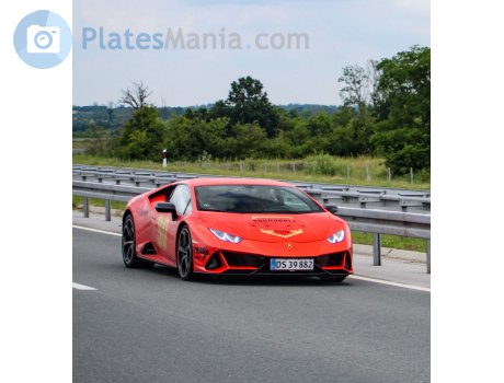 DS 39882, Lamborghini Huracán , License plate of Denmark