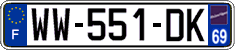 WW-551-DK, Lamborghini Urus (Rhône) French license plate
