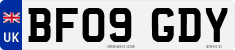 BF09 GDY, Audi A5 (Birmingham) License plate of the United Kingdom