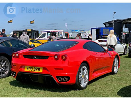 430 BRB, Ferrari F430 (Derbyshire) License plate of the United Kingdom