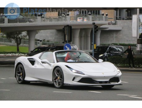 J 77033, Ferrari F8 (Dubai) License plate of the UAE